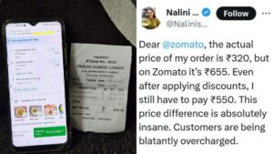 Zomato Responds After Woman Highlights Huge Price Difference – ‘₹655 ...