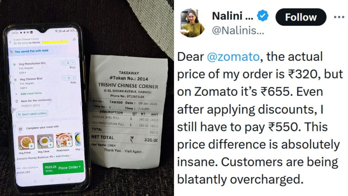 Zomato Responds After Woman Highlights Huge Price Difference – ‘₹655 ...